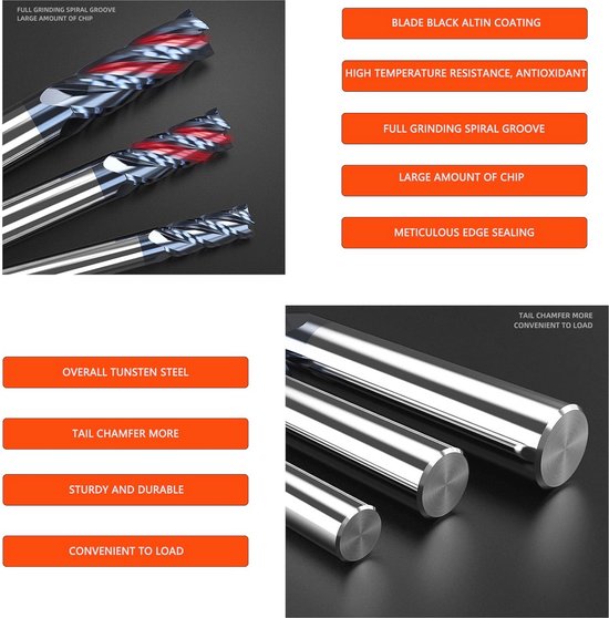 Hardmetaal Frees 10mm - 4 Tanden CNC Frees voor Metaal, Hout, Acryl en ...