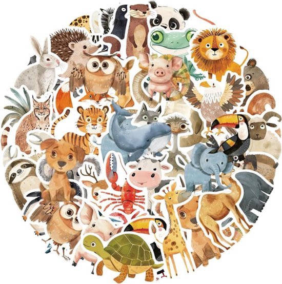 100 Waterproof Vinyl Stickers - Cute Animal Designs, Reusable and Eco ...