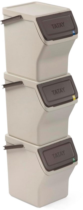 Set van 3 Stapelbare Afvalbakken 20L voor Afvalscheiding | Modulair ...