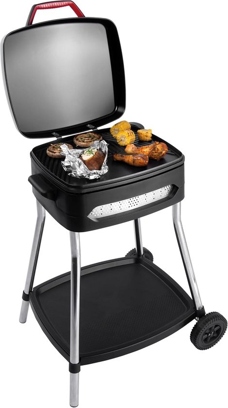Elektrische Tafelbarbecue met Deksel en Wielen | bol