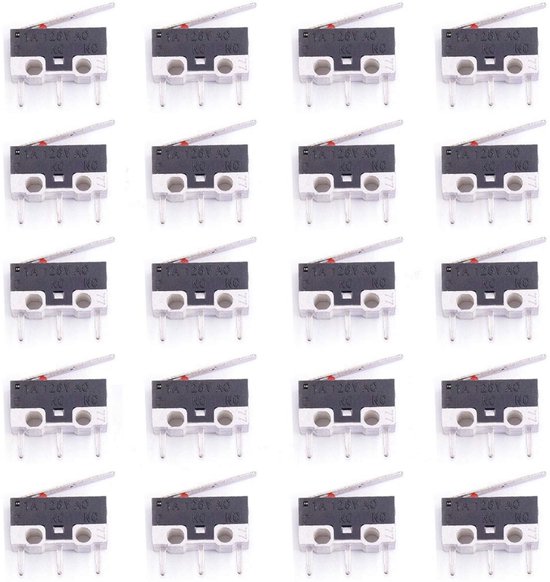 Micro Schakelaar 20-pack - 3 Pin SPDT NO + NC - Momentary Drukknop voor ...