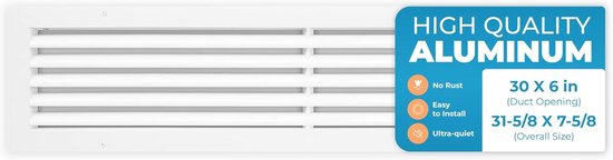 Ventilatierooster voor terugstroom - 30 x 6 inch Grille voor ...