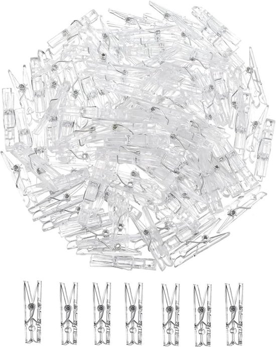 100 stuks mini knijpers voor foto's, transparante wasknijpers, kleine ...
