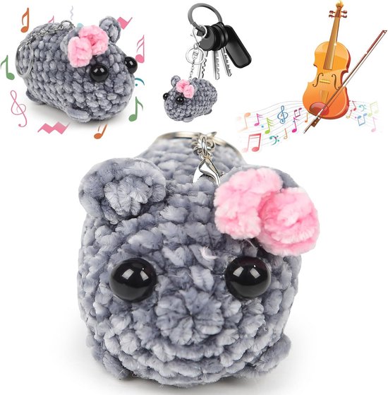 Droevige Hamster Sleutelhanger met Geluid - Schattige Handgeweven ...