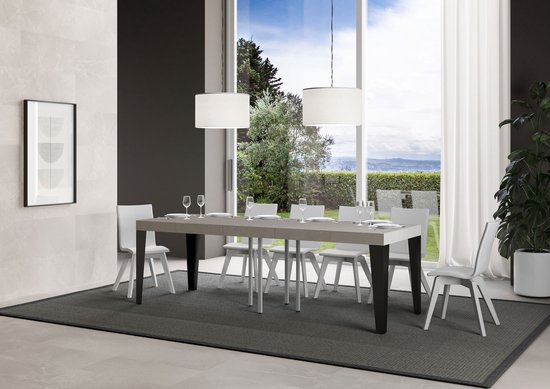 Uitschuifbare tafel 90/246x90 cm Flame Premium kasjmier antraciet poten ...