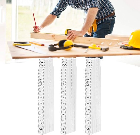 Houten duimstok 1 meter - set van 3 - ABS | bol
