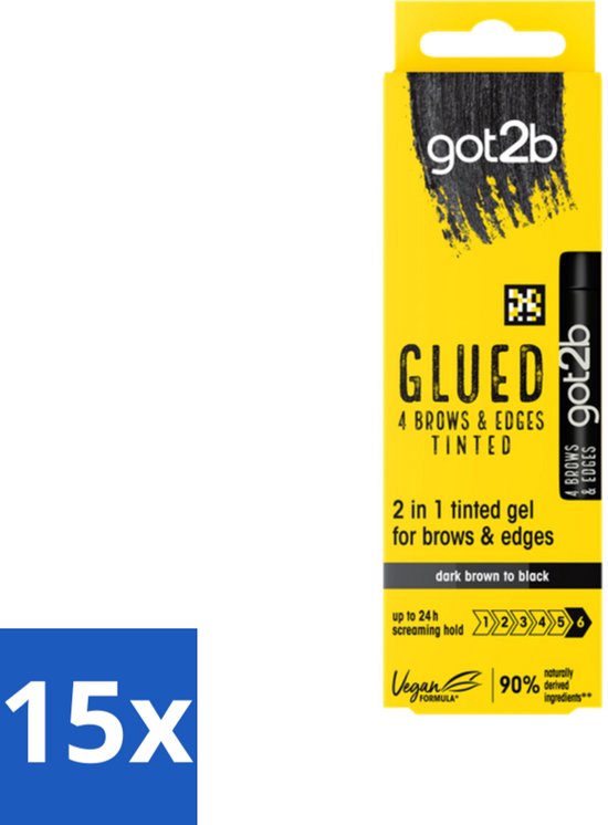 15 x Got2B - 2-in-1 Gel - Brows & Edges Zwart - 16 ml - Wenkbrauwen - Haarranden - Gel... | bol