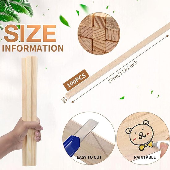 Provento - Houten stokjes 100 stuks 4mm ambachtelijk hout voor ...