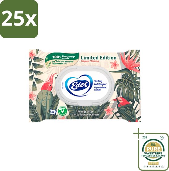 25 x Edet – Vochtig Toiletpapier – Paradise Dream - Grootverpakking ...