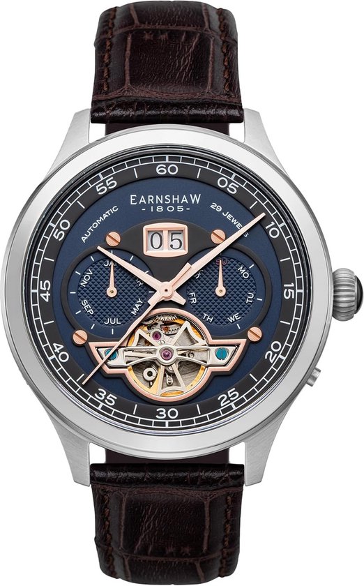 Automatisch horloge met open hart, Grote Datum, Modern, Blauw | bol