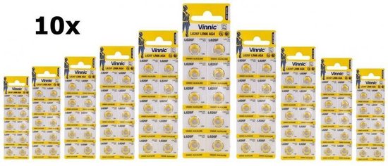 100 Stuks (10 Blister a 10st) Vinnic G4 / AG4 / L626 / SR626 / 377 / 37 1.5V Alkaline... | bol