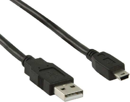 USB-A naar Mini USB-B Kabel - USB 2.0 - 0,3 meter - Zwart | bol