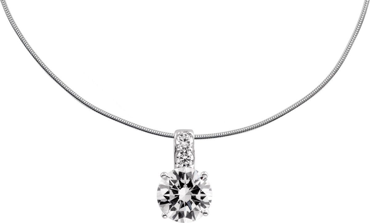 Diamonfire - Zilveren collier met hanger 45 cm - Classics - Zirkonia ...