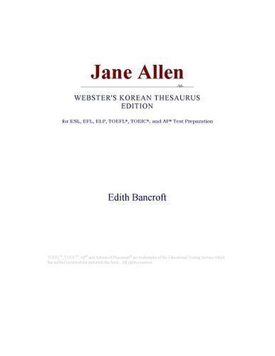Jane Allen (Webster's Korean Thesaurus Edition) (ebook), Icon Group ...