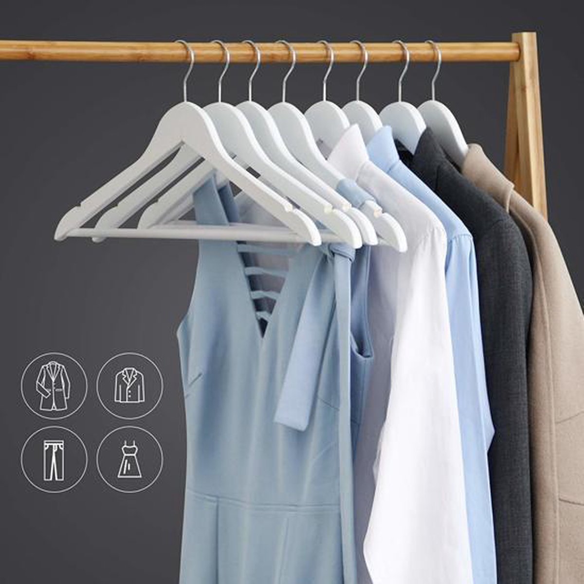 wit houten kleding hangers- 50 stuk | bol.com