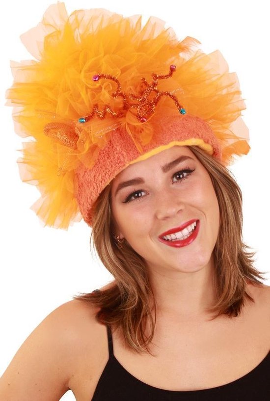 Fur hoed oranje opgemaakt inclusief verlichting - Carnaval thema feest ...