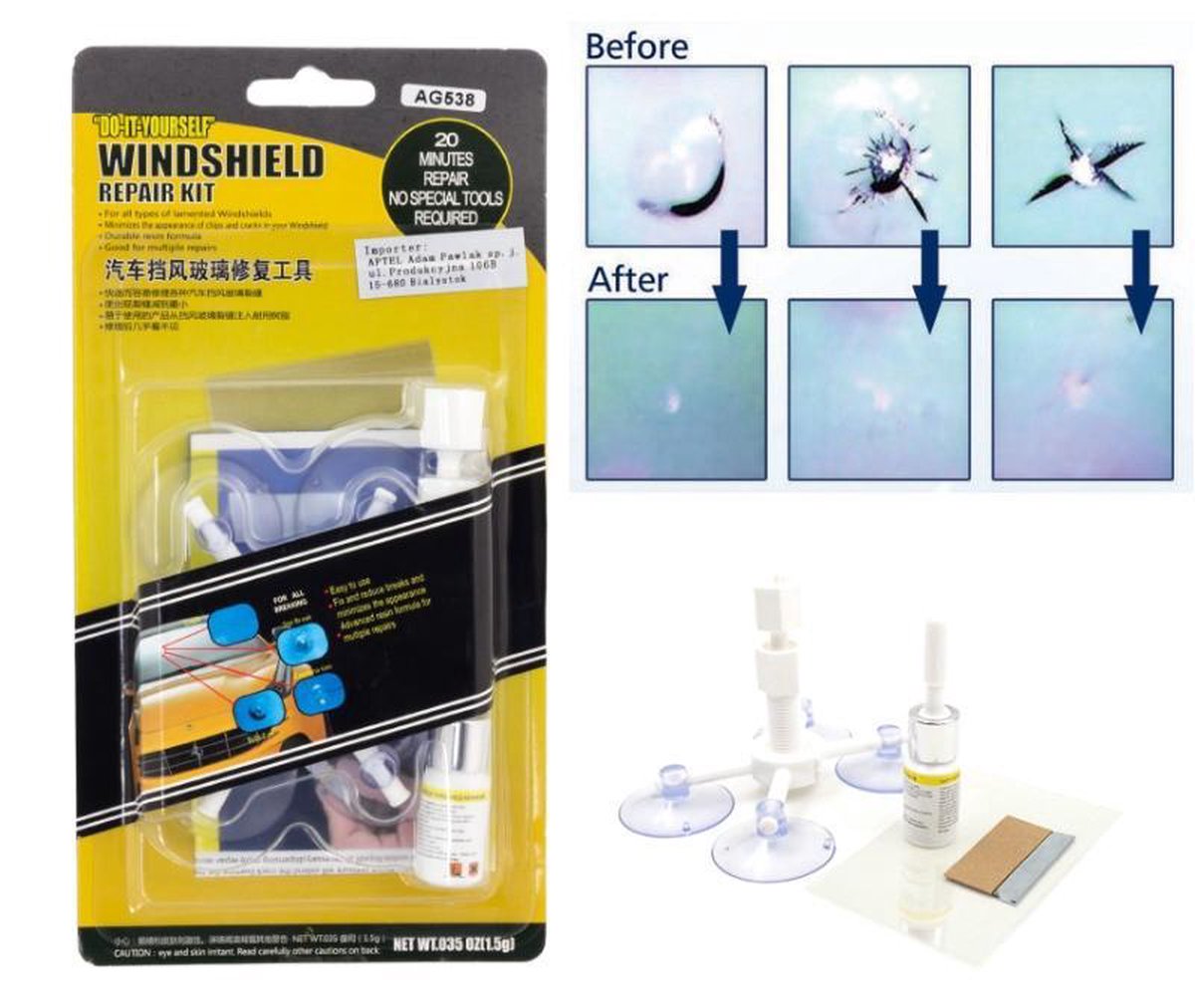 DIY Autoruit Reparatie Kit - Auto Voorruit Reparatieset - Autoraam ...