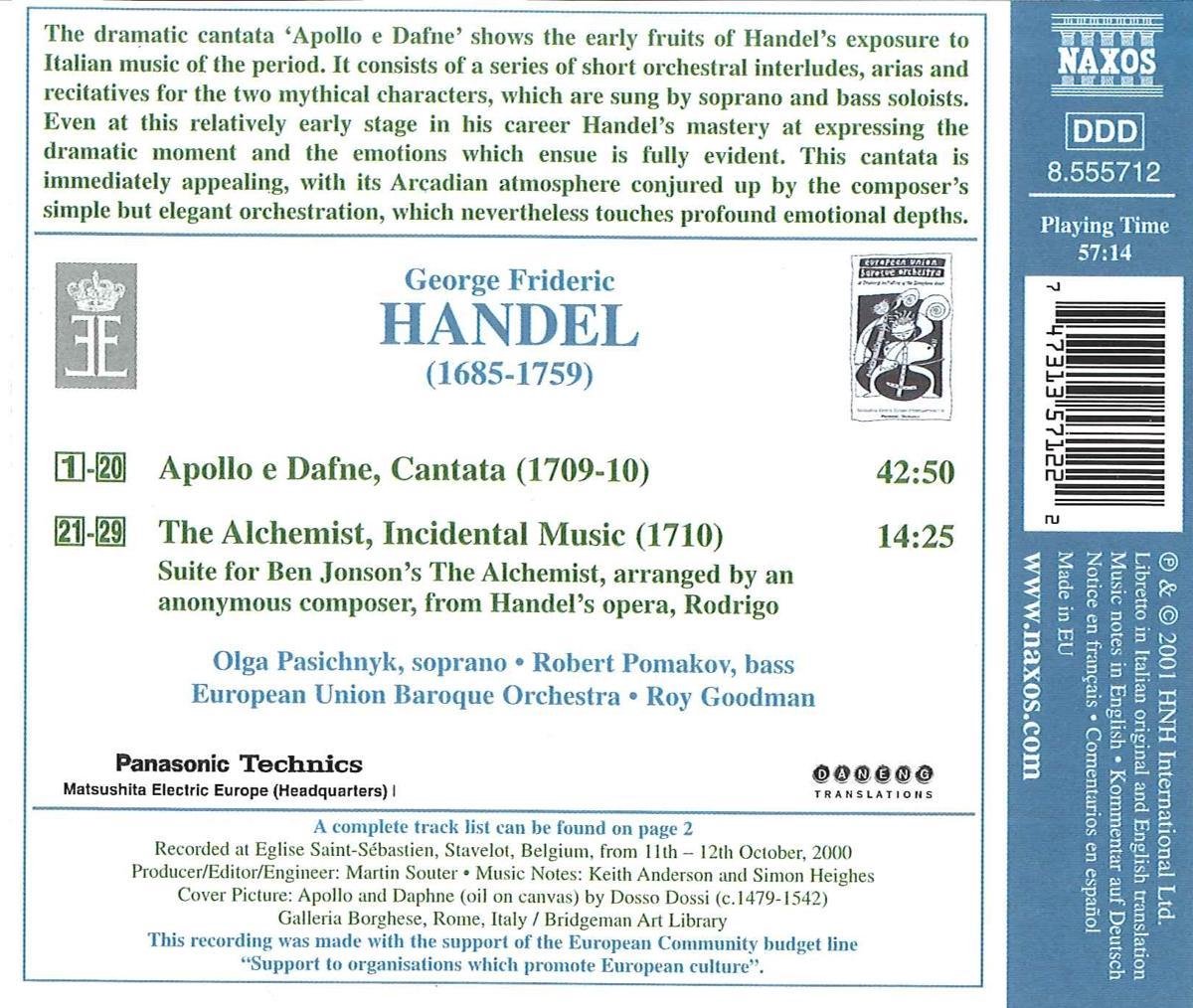 Handel: Apollo e Dafne, The Alchemist / Goodman, Pasichnyk, Pomakov et ...