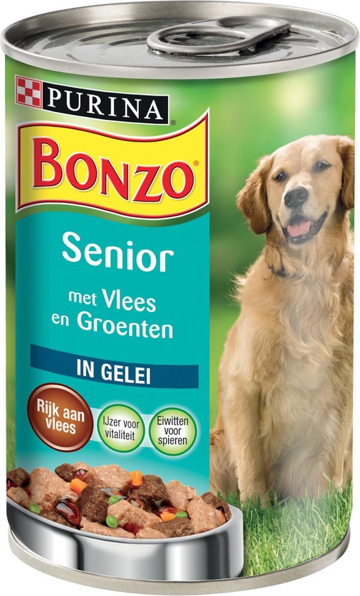 Bonzo Hondenvoer Blik Senior - Vlees/Groente - 12 x 400 gr | bol