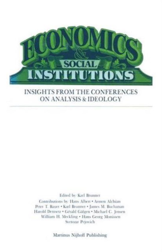 Economics Social Institutions | 9780898380194 | Boeken | bol.com