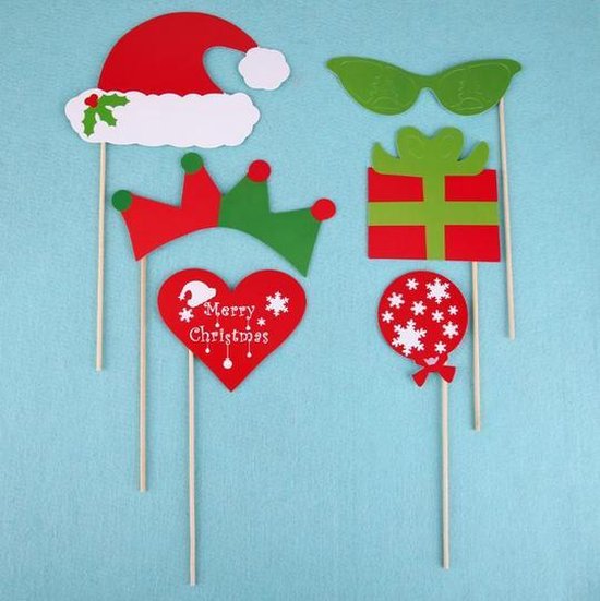 Photobooth party props set - Foto accessoires - Kerst - 50 stuks | bol.com