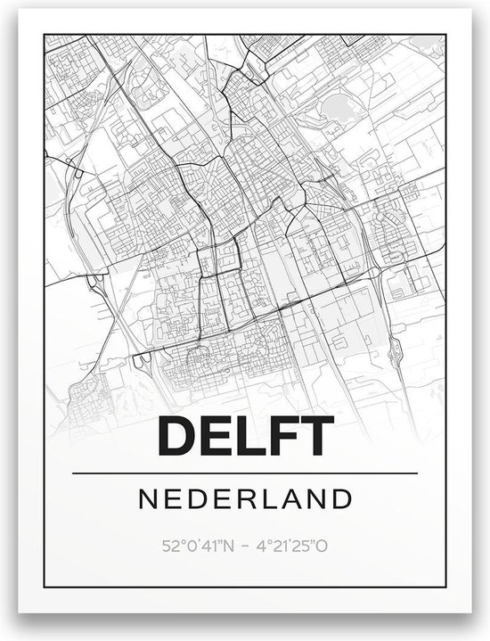 Poster/plattegrond DELFT - 30x40cm | bol.com