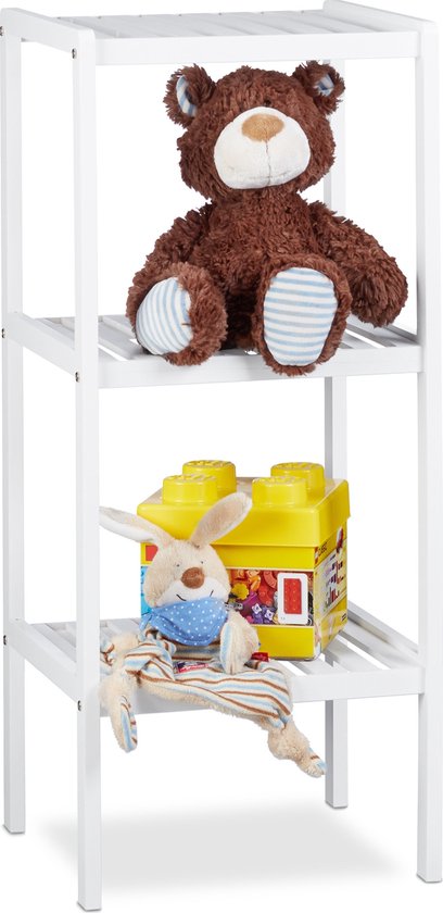 Relaxdays badkamerrek bamboe - staand rek - keukenrek - wit - rekje ...