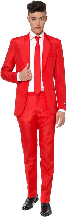 Suitmeister Red - Heren Pak - Casual Effen Gekleurd - Rood - Kerst ...