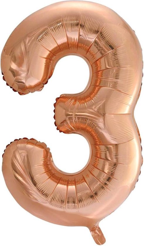 Folie ballon cijfer 3 goud-roze 86 cm - . | bol.com