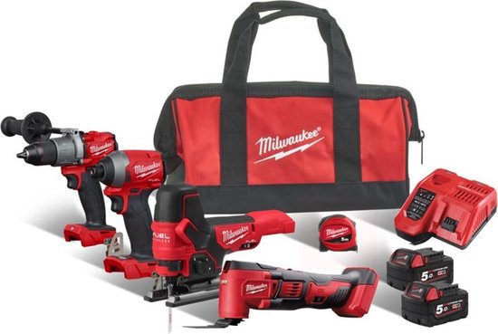 Milwaukee M18 FPP4F2-502B Powerpack accu combiset 4-delig 2x 18V 5.0Ah ...