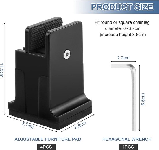 Moendergo Furniture Riser, Table Raiser, 3.4 Inch Bed Height with Screw ...