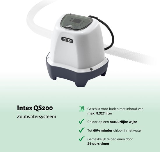Intex QS200 zoutwatersysteem - Zwembaden tot 8.327 liter inclusief Zwembadzout 15 kg.... | bol