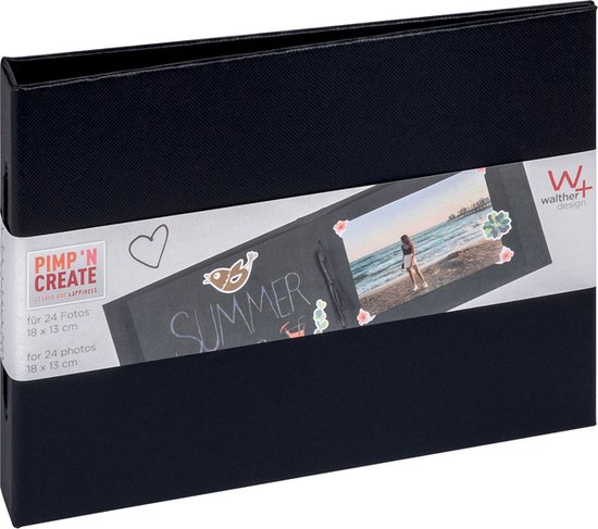 Walther design - Fotoalbum mini 24 foto 13x18 hor zwart | bol