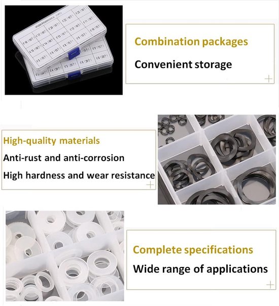 O-ring afdichtingsset nylon sluitringen assortiment set - 260 stuks, 13 maten M2-M21 | bol