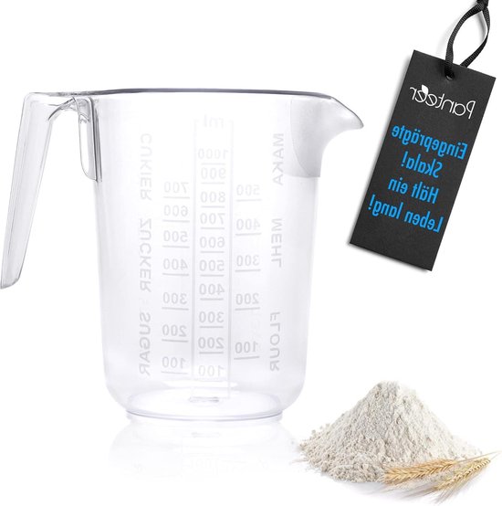 Maatbeker 1 liter - Measuring Cup Pressed Insoluble Dishwasher Safe ...