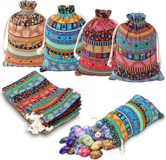 Stoffen zakjes met trekkoord - 13 x 18 cm - 20 stuks - jute zakjes voor ...