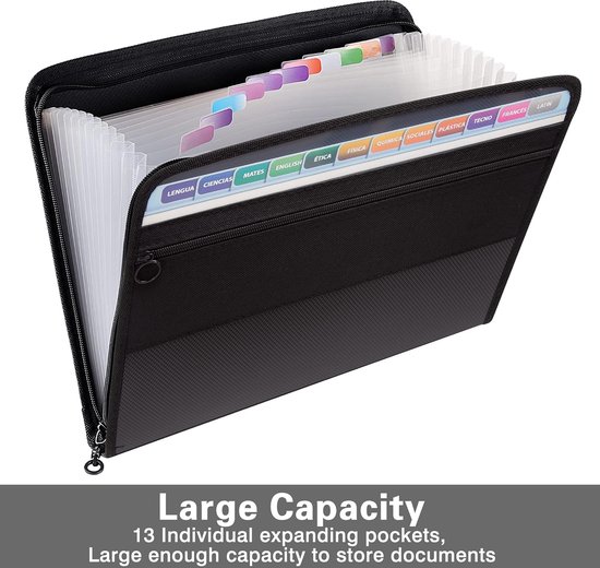 2 Pack Uitbreidende Bestandsmappen A4, 13 Zakken Archiveren Accordeon ...
