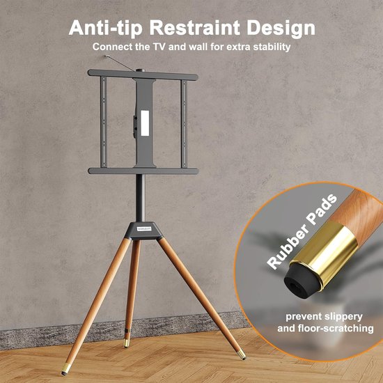 Tripod tv-standaard met ezel-design, geschikt voor beeldschermformaten ...