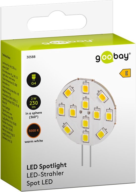 Goobay 30588 2W G4 A+ Warm wit LED-lamp energy-saving lamp | bol