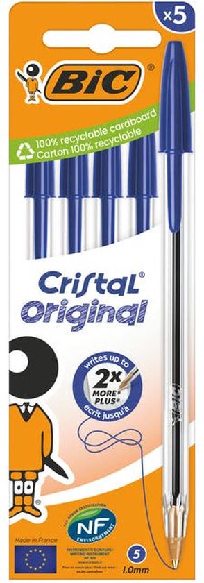 Balpen bic cristal m 5st blauw | bol