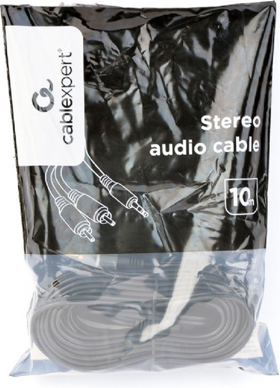 3.5 mm stereo plug to 2*RCA plugs 10m cable, gold-plated connectors | bol