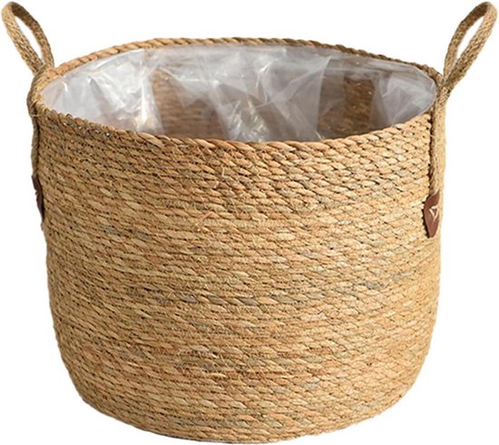 Grote rieten mand voor plant - Moderne binnenpotafdekking - Natuurlijke ...