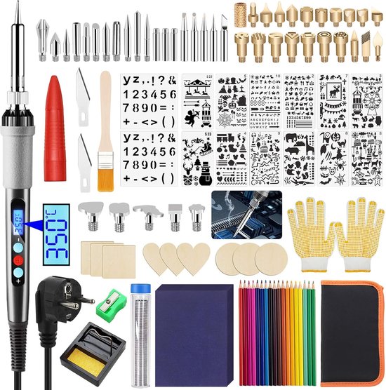 Houtbrander Set - Pyrografie voor hout - 80W - 108 accessoires ...