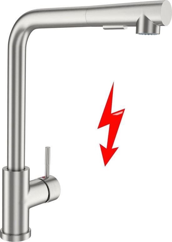 Lagedruk-armatuur, keukenkraan, lage druk, keukenkraan, mengkraan met douche,... | bol