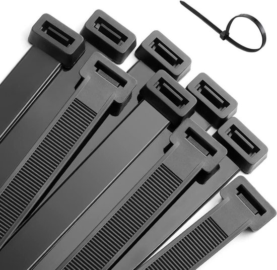 Zwarte kabelbinders 300 mm x 76 mm - set van 100 premium nylon ritssluitingen -... | bol