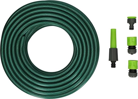Tuinslang 30 meter Kinzo met mondstuk en aansluitingen 5-delig ...