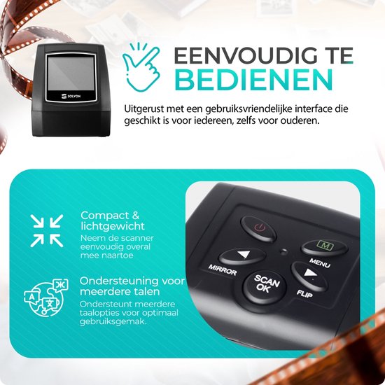 Solvon Diascanner - Negatiefscanner met 5MP Sensor - Filmscanner | bol