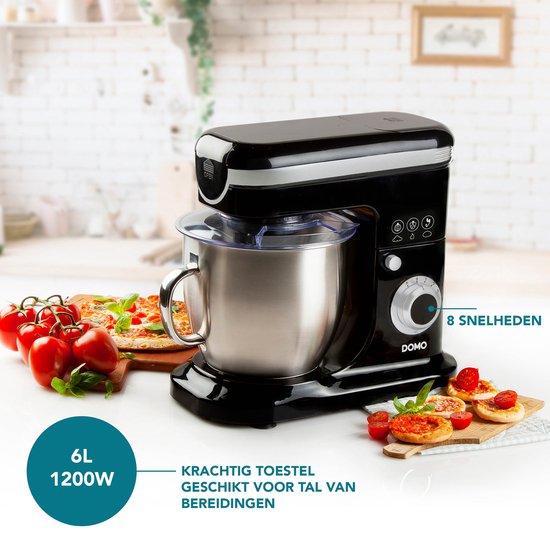 Domo DO1023KR-BF mixeur Robot mixer 1200 W Noir, Acier inoxydable | bol