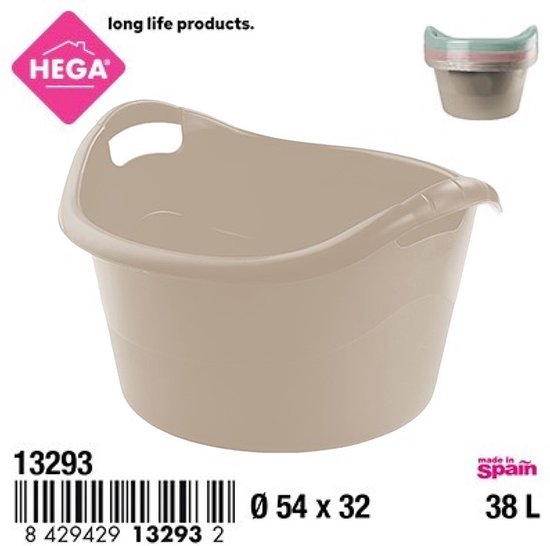 Hega Hogar Grote teil/afwasbak/kuip - kunststof - rond - handvatten ...