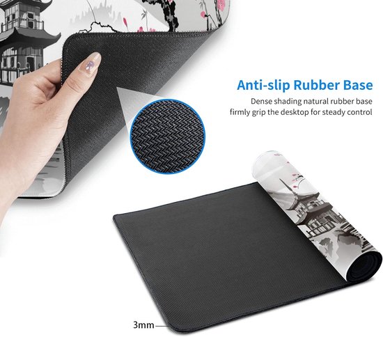 Gaming muismat, zwart en wit Cherry Blossom Extended Large Mouse Mat ...
